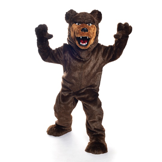 mascot chased by grizzly bear