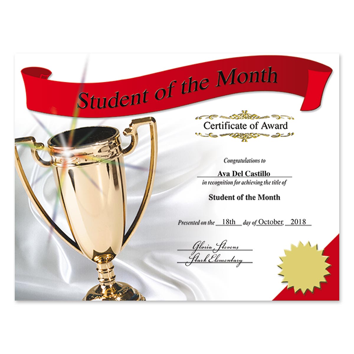 Student Of The Month Certificate