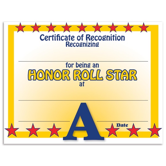 sample honor roll certificate