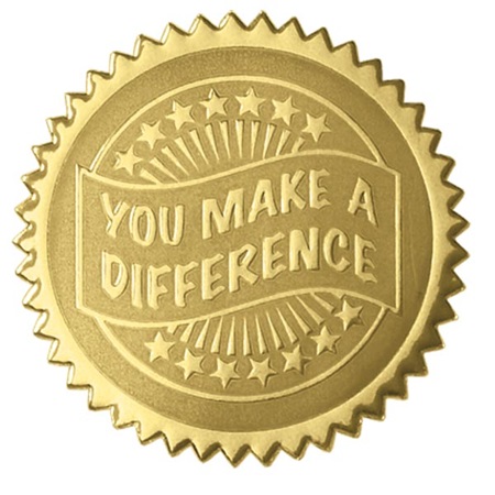 Gold You Make a Difference Certificate Seals | Anderson's